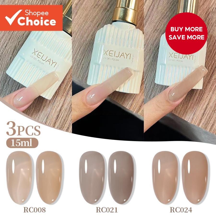 XEIJAYI 3Pcs 15ML Gel Nail Polish Set, Popular Color Gel Varnish Kit, Soak Off UV/LED Gel Polish ...
