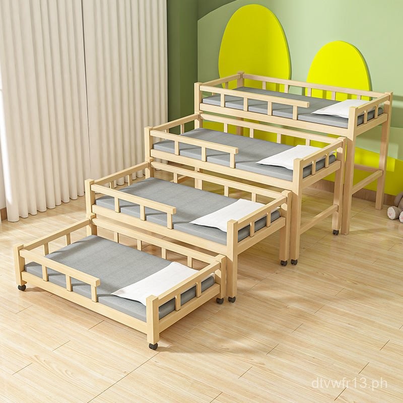 Kindergarten Drawer-Type Four-Layer Bed Solid Wood Sliding Bed Daycare ...