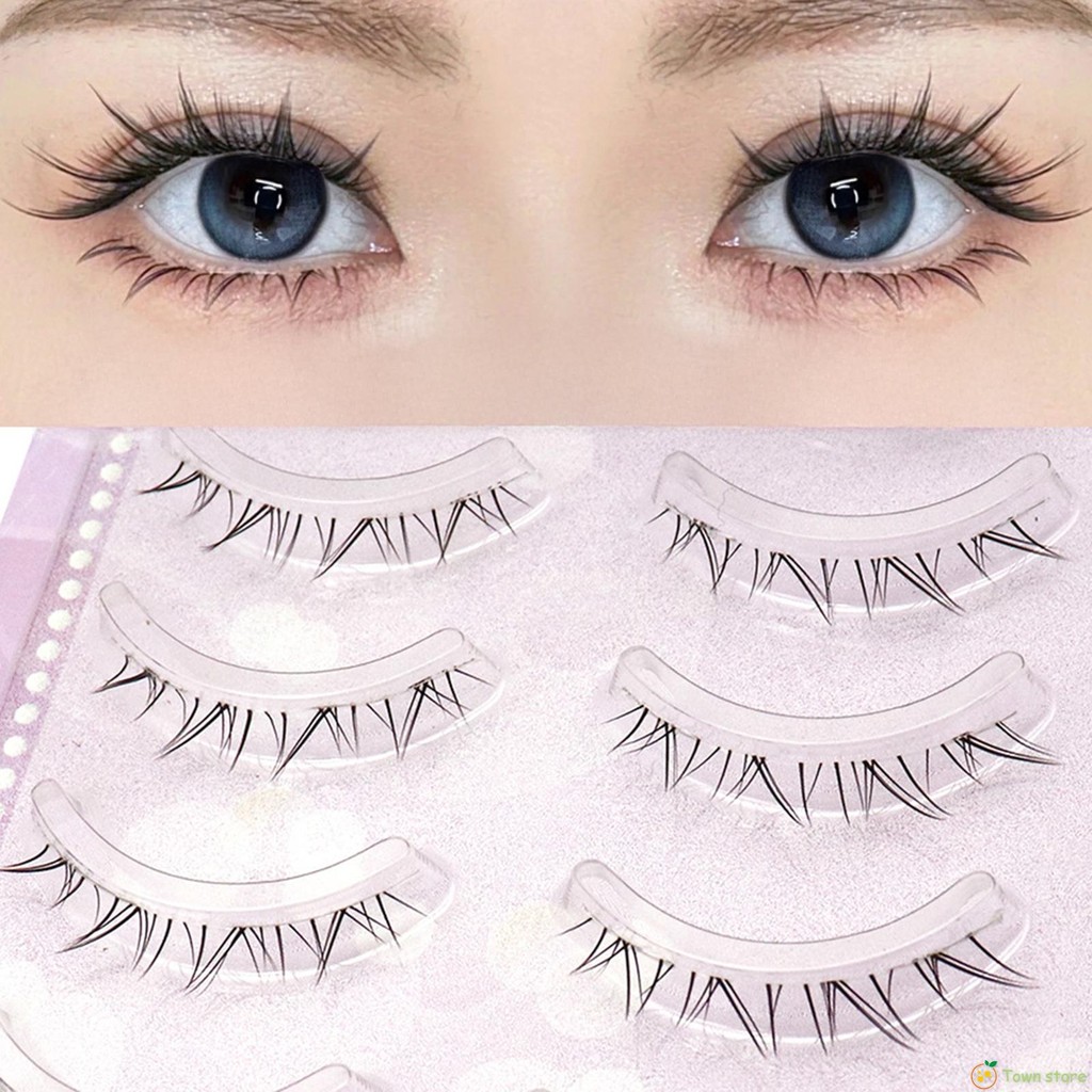 Fluffy Natural Bottom Wispy Lashes Transparent Band Wispy Eyelashes for ...