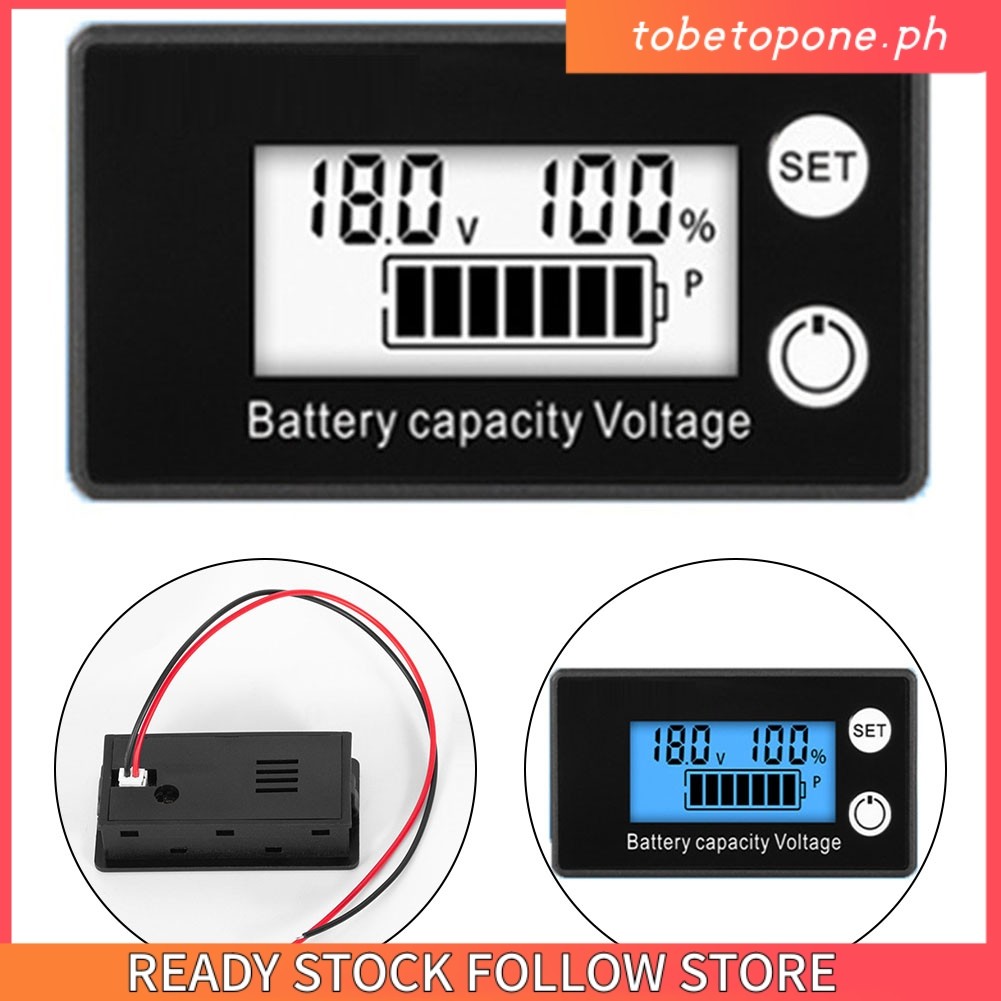 TBTOPONE ️Capacity Voltage Meter Battery Indicator DC 8-100V Battery ...