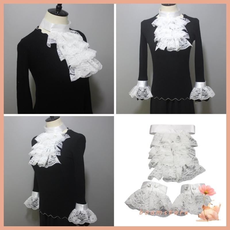 Boom Wrist Cuffs Victorian Detachable Jabots Collar Ruffled Yarn Jabots ...