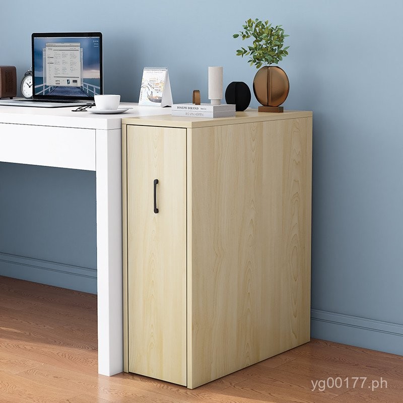 Side Pull-Type Narrow Bookcase with Door Storage Cabinet Dustproof# ...