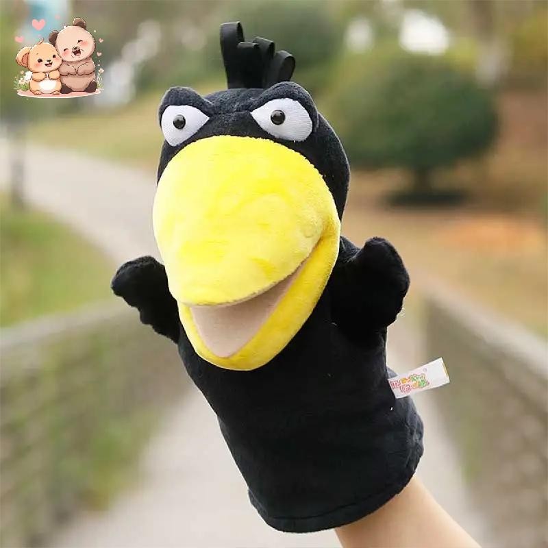 Hand Puppet Crow Sock Puppet Interactive Plush Animal Hand Puppet Crow ...