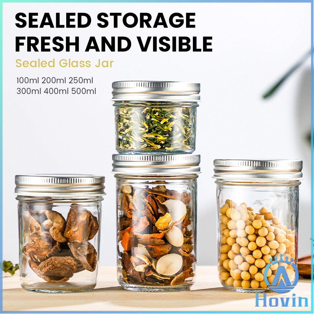HOV Sealed Glass Jar Kitchen Storage With Lid Pickle Bottle Jam Bottles ...
