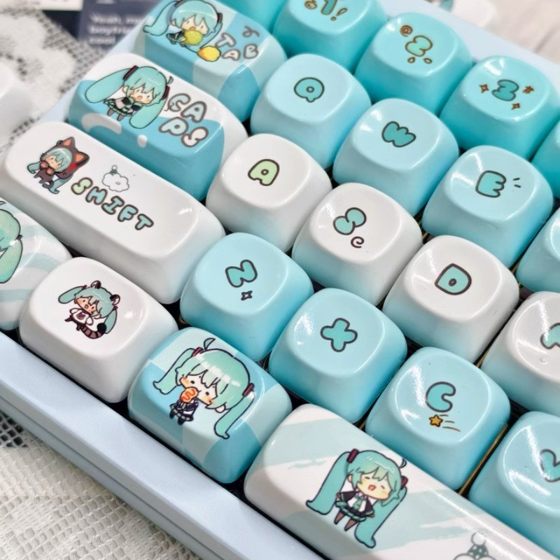 Miku Keycap MOA Profile 130 Keys PBT Dye Sublimation Cute Round ...