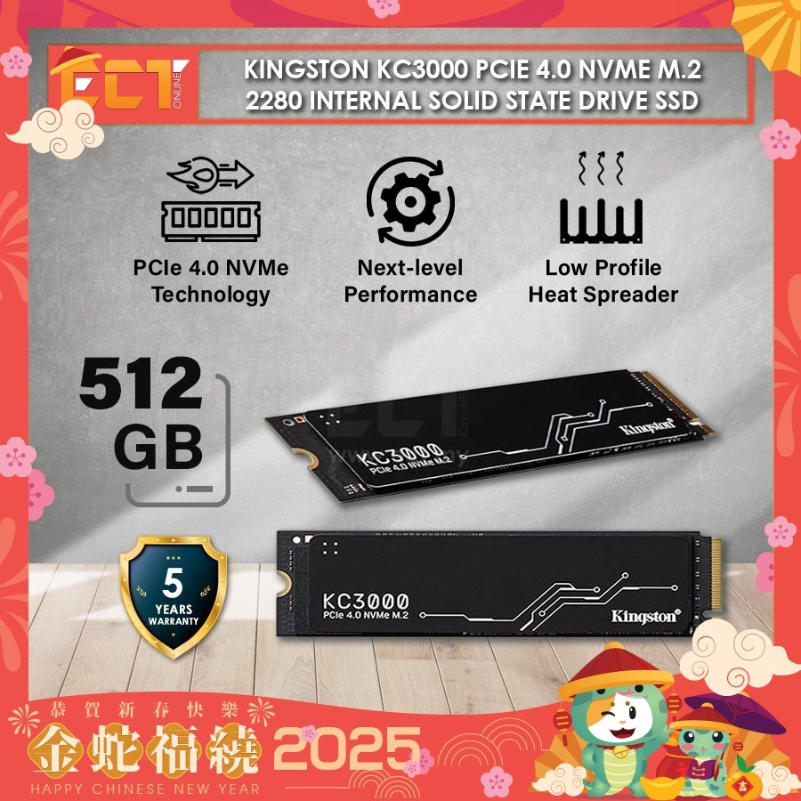 Kingston KC3000 512GB / 1TBPCIe 4.0 NVMe M.2 2280 Internal Solid State Drive SSD (R: 7GB/s W ...