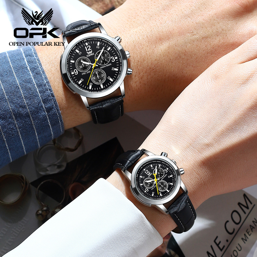 OPK Couple Watch Waterproof Original Quartz Leather Strap Wristwatch ...