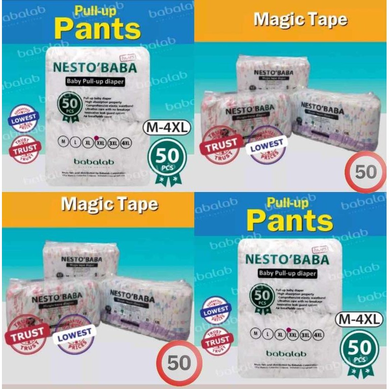 NESTO'BABA Baby Diapers Magic Tape and Pull Up Pants 50 pcs per pack ...