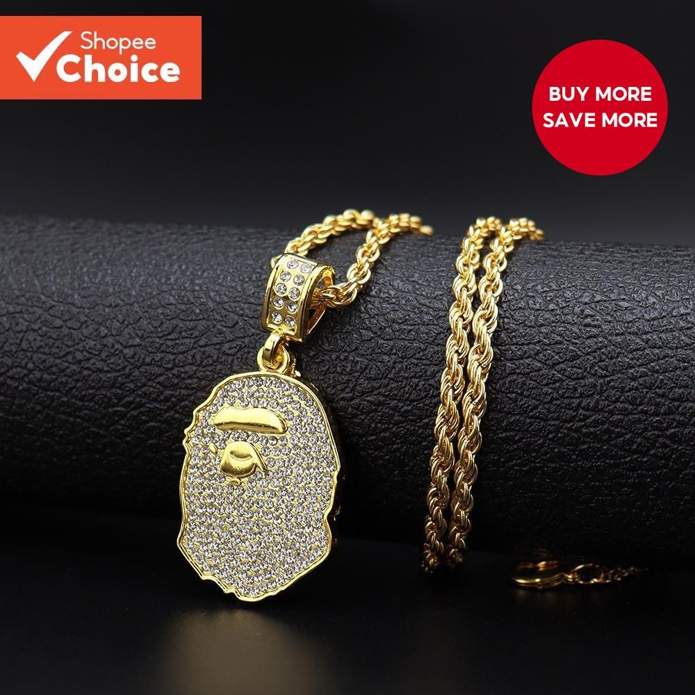 Hip Hop Necklace Chris Brown Style Diamond Ape Head Bape Jewelry for ...