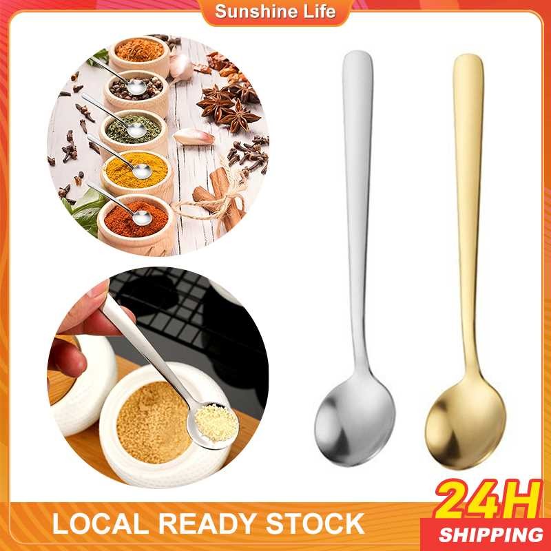 3PC Seasoning Spoon Stainless Steel Coffee Spoon Silver Gold Small Cute ...