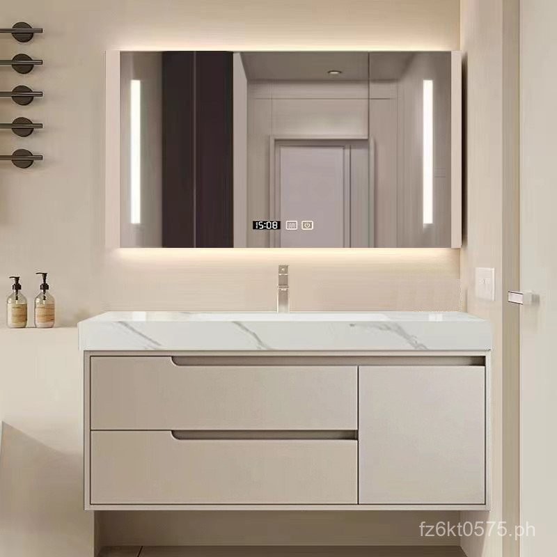 Combination Cream Integrated Basin Washstand Ceramic Rock Slab Style ...