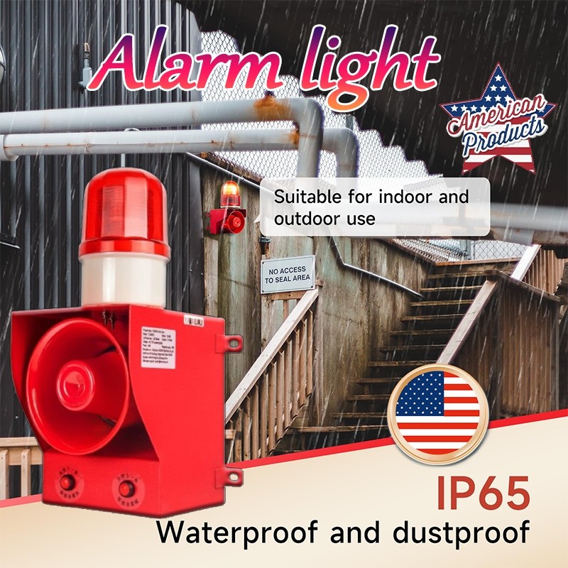 Sound & Light Fire Alarm Warning Strobe Horn Alert Safety System Sensor Siren Alarm for Home ...