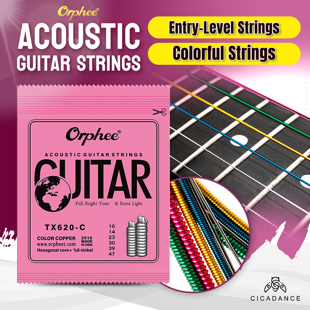 Orphee Acoustic Guitar String Set TX620-C Phosphor Bronze Wound Strings Entry-Level Guitar ...