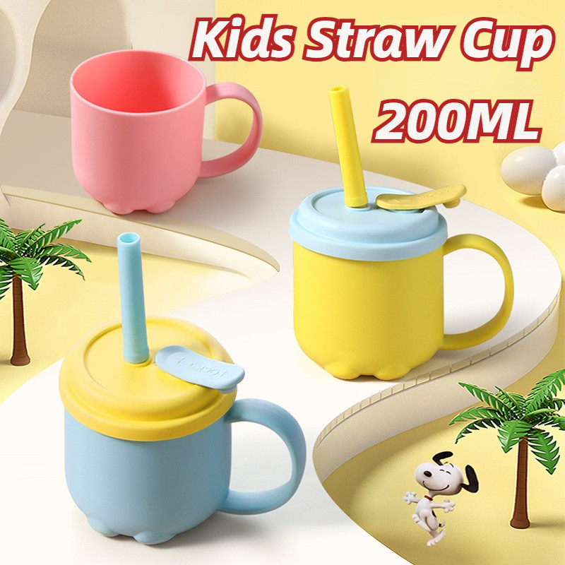 200ml Baby Silicone Straw Cup Toddlers Training Sippy Cup Water Bottle ...