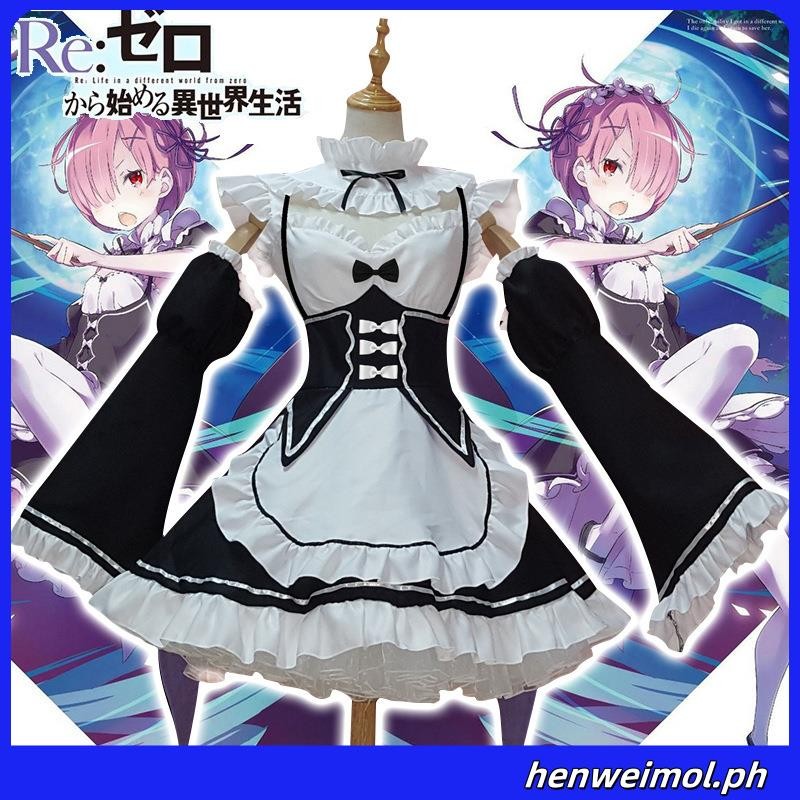 Re:zero Ram/Rem Cosplay Costume Maid Outfit plus size Anime women Dress ...