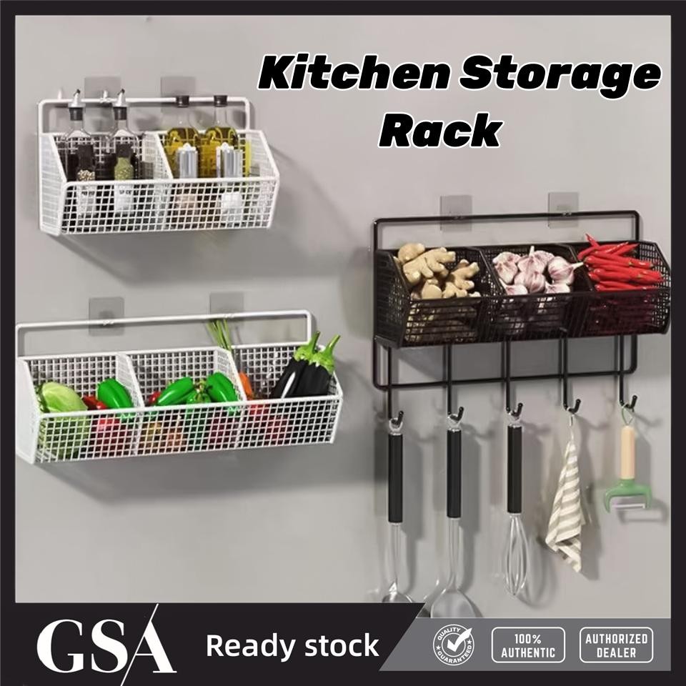 Kitchen Wall Mounted Organizer Rack Storage Hanging Shelf Bathroom ...