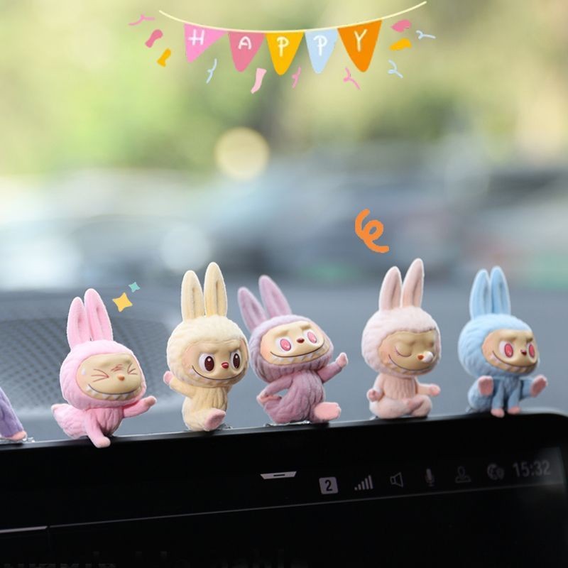 Labubu Car Display Ornaments Center Console Car Cartoon Yoga labubu Pop ...