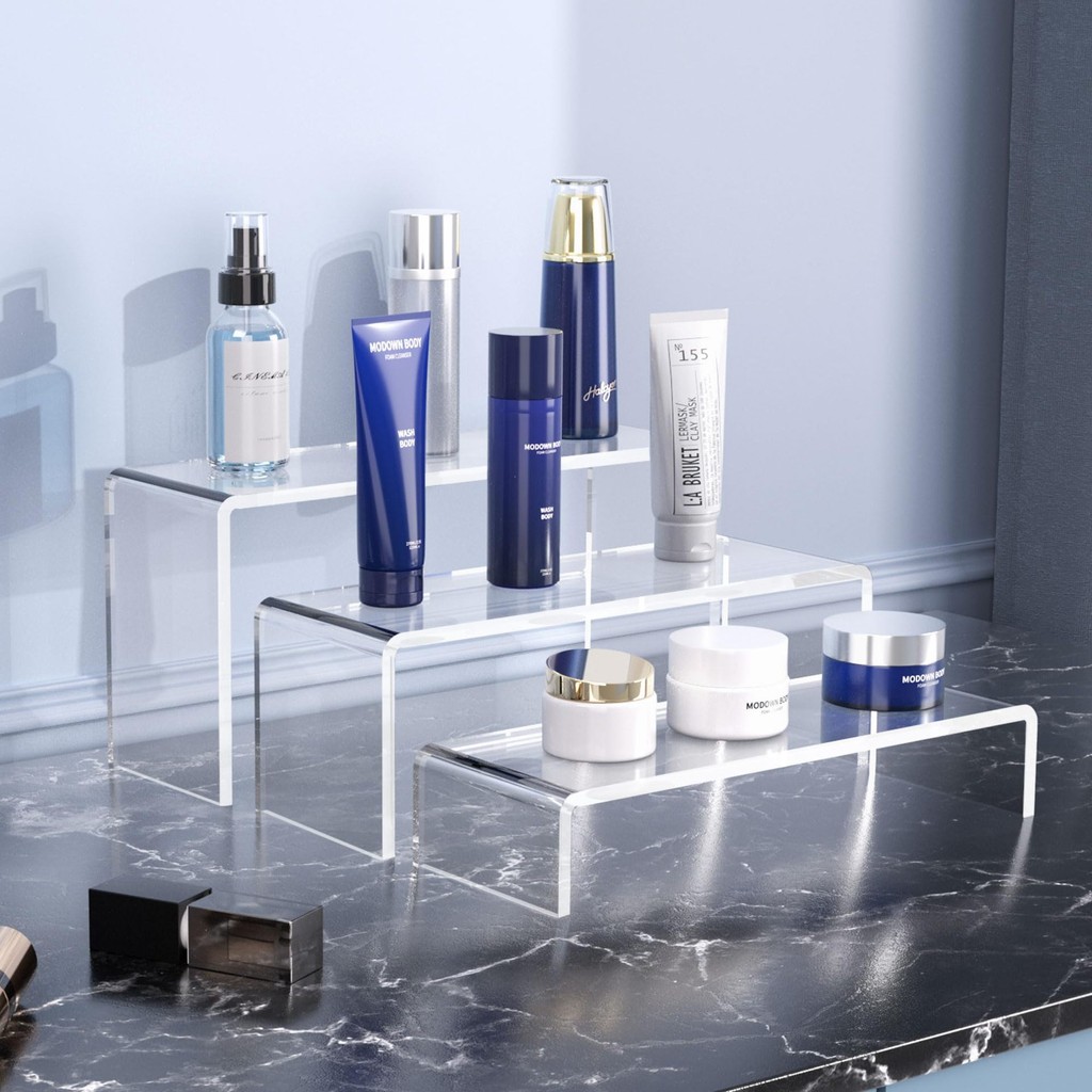3Pcs Acrylic Display Stand Display Riser Stepped Tiered Organizer Shelf ...