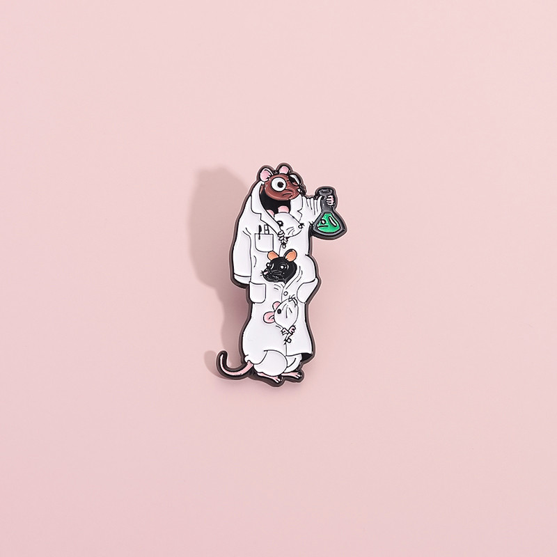 Science Lab Mouse Brooch Pins Funny Chemistry Laboratory Brooch Metal ...