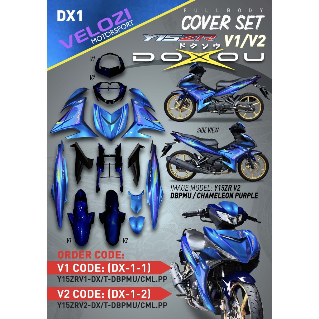 Y15 V2 V3 Cover Set VELOZI Sticker Tanam PNP For YAMAHA Y15ZR Exciter ...