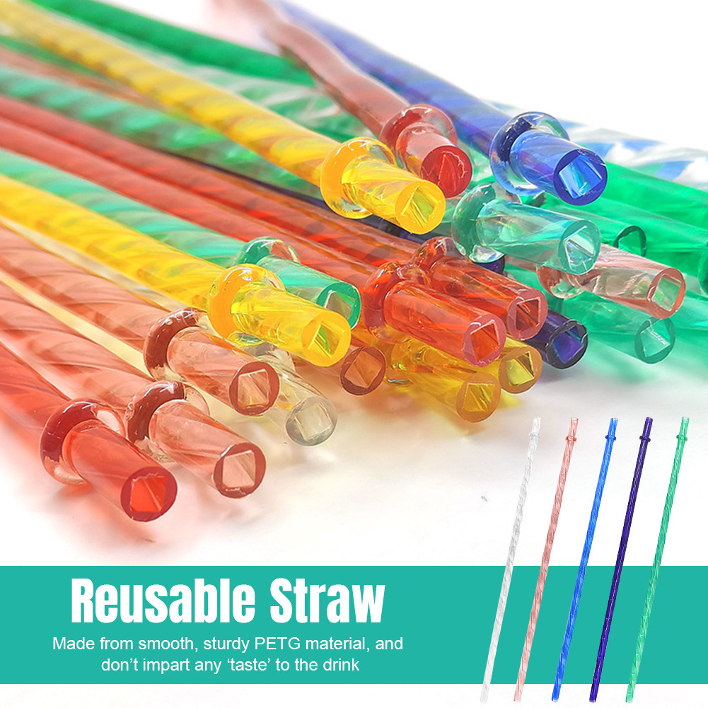 Reusable 11inch Straws with Fun Twisted-Striped Design for Restaurant ...