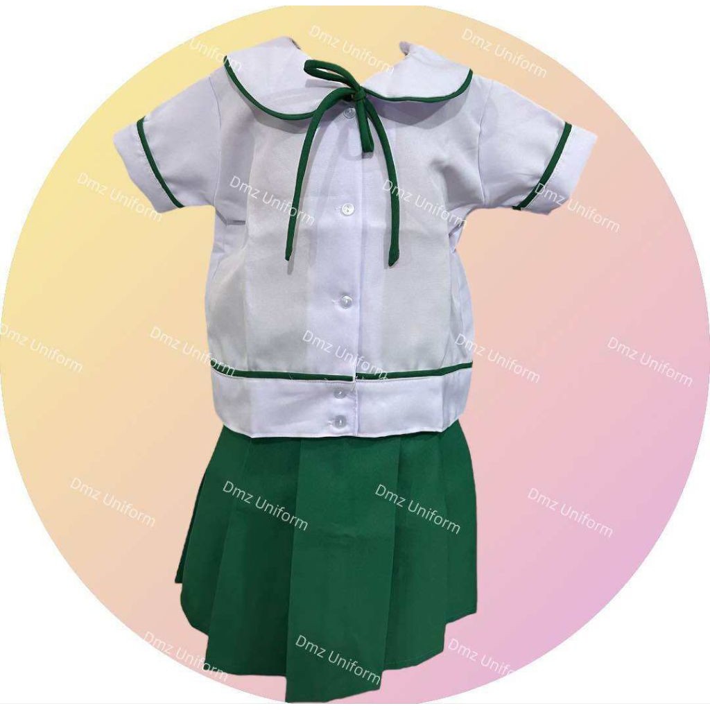 BLOUSE PIPPING & SKIRT EMERALD GREEN SCHOOL UNIFORM | Shopee Philippines