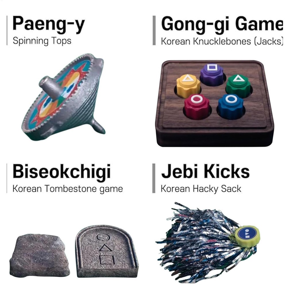 Squid Game 2 Game set Jebi Chagi、Gong-gi、Biseokchigi、Paeng-y、DDAKJI ...