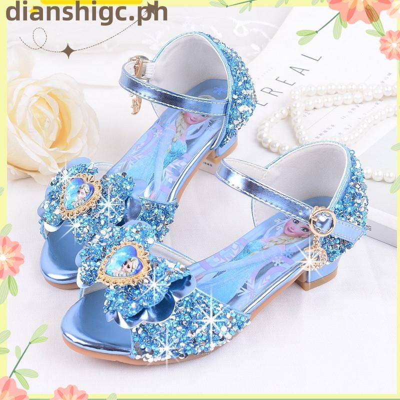 New girls high heel Princess sandals Frozen Elsa fashion shiny ...