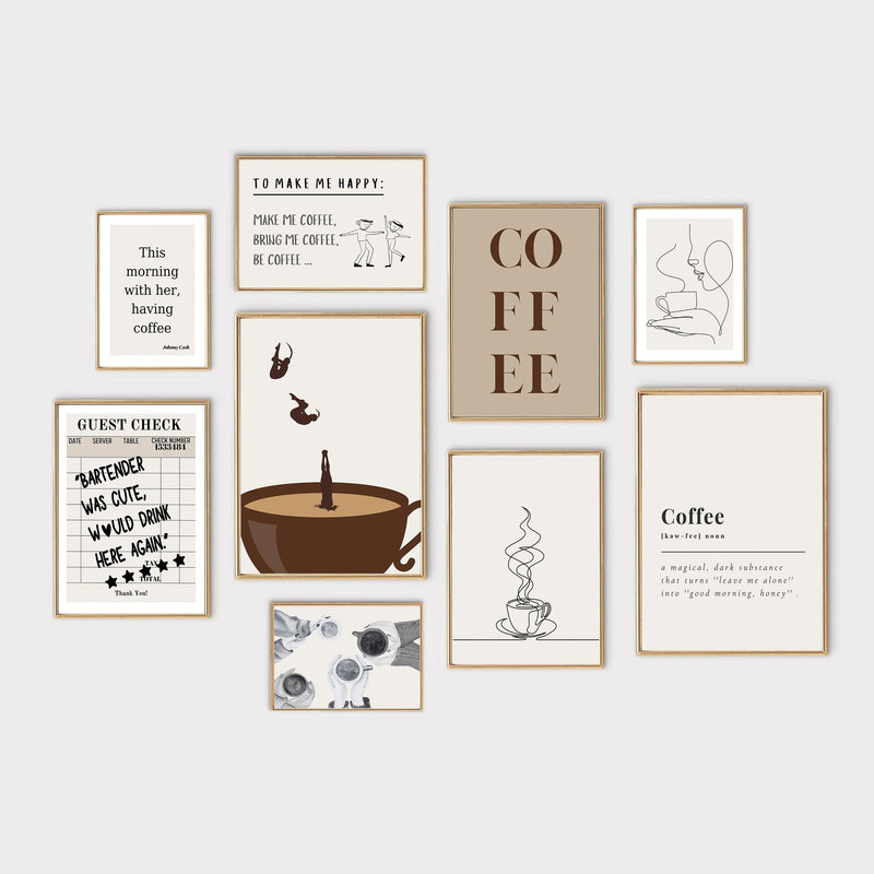 Kitchen Prints Set Coffee Bar Printable Modern Coffee Poster Set Coffee ...
