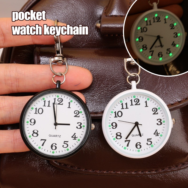 Luminous Digital Pocket Watches - Arabic Numerals Dial Watch - Keychain ...