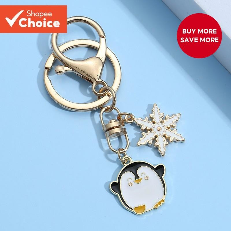 New Design Keychain Lovely Penguin Snowflake Key Ring Enamel Key Chains ...