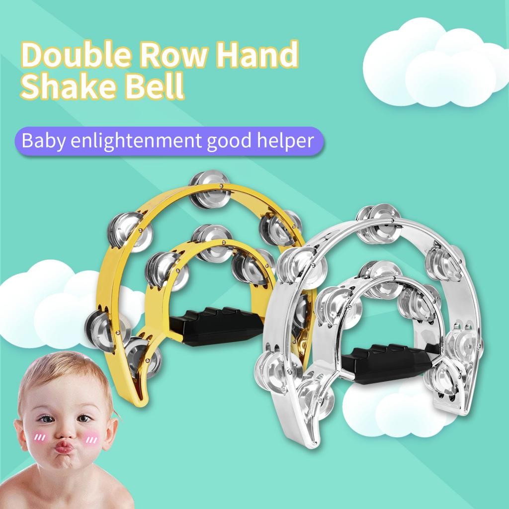 Handbell Double Row Half Circle Tambourine Half-Moon Metal Jingles ...