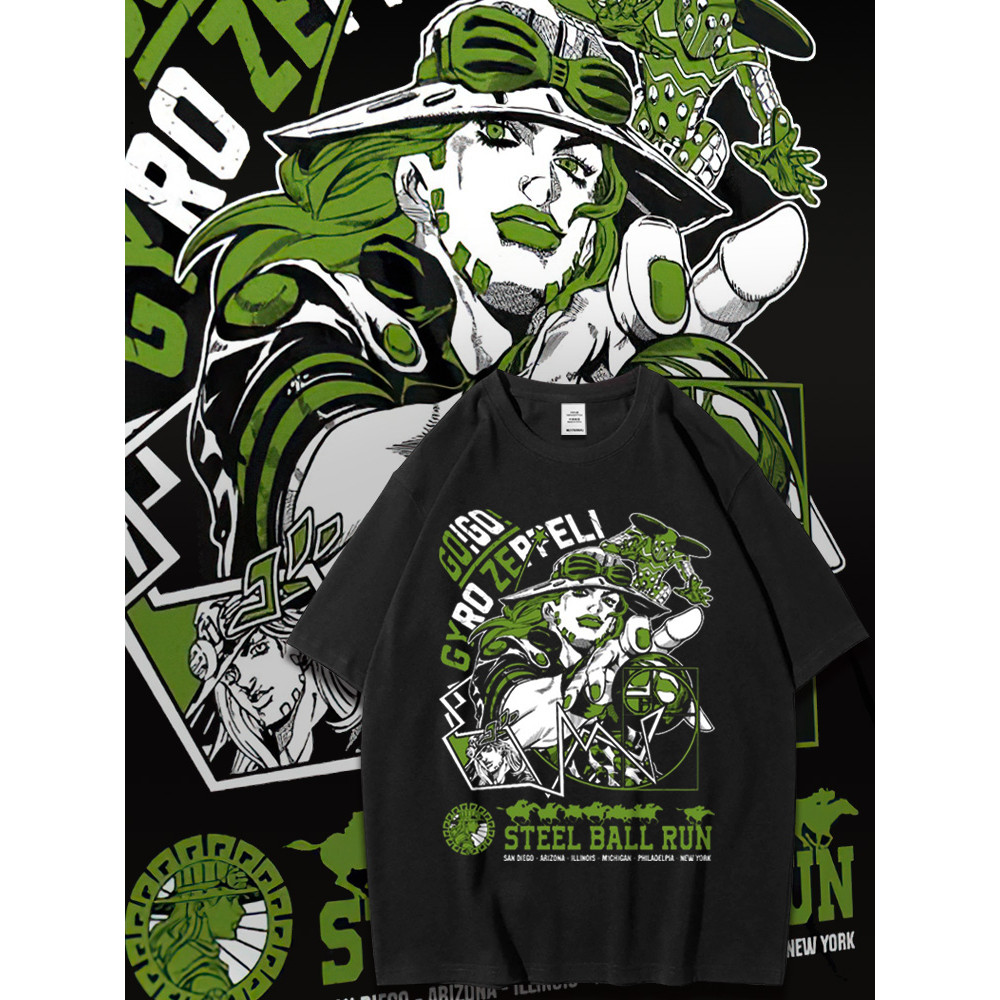 Jojo's Bizarre Adventure Steel Ball Run Short Sleeve Men's Summer Anime ...