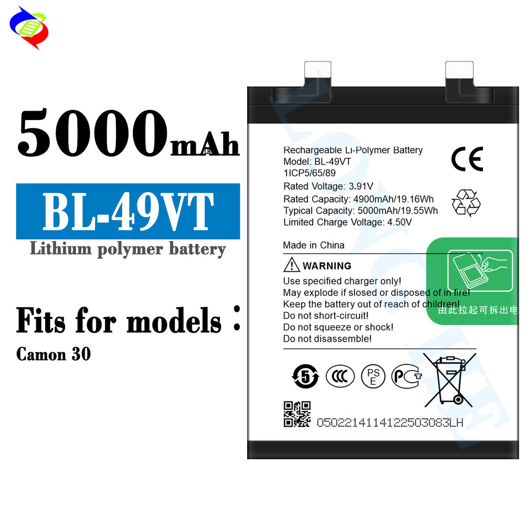 Tecno Camon 30 BL-49VT 5000mah Original Mobile Phone Battery | Shopee ...