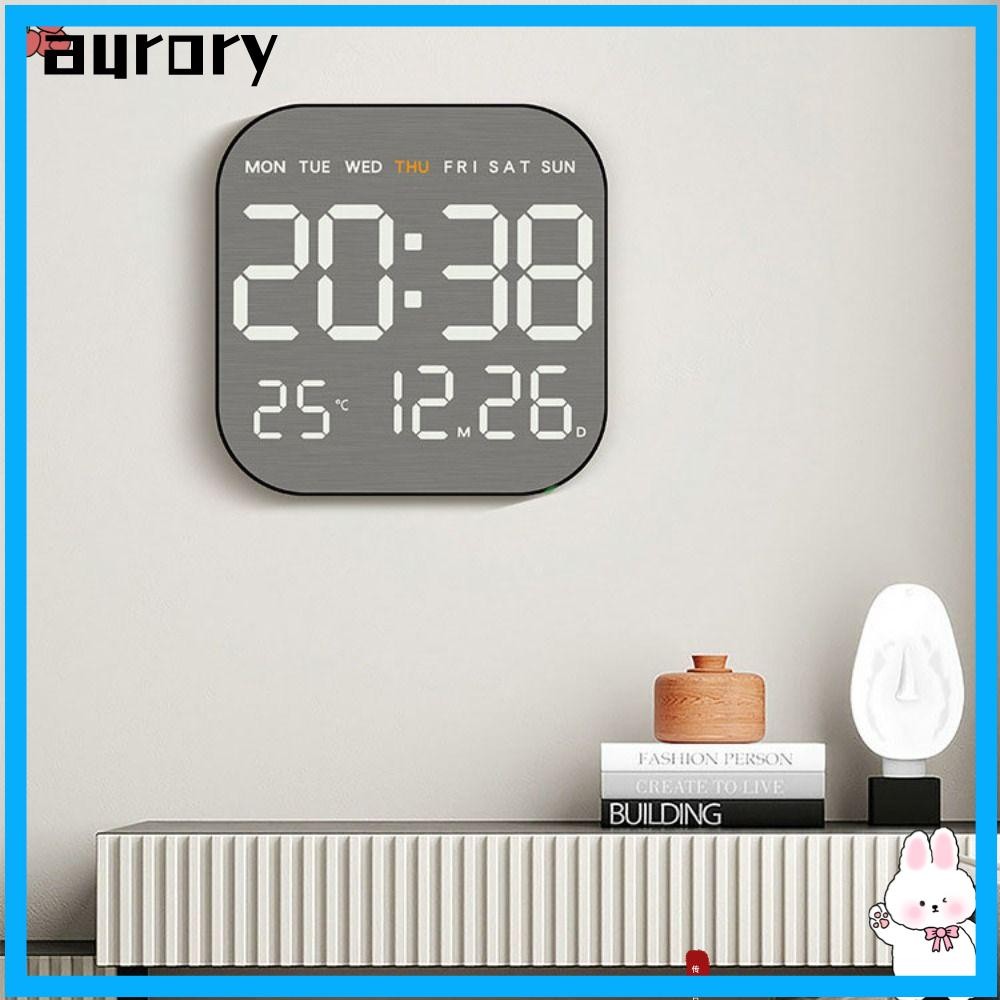 AURORY Electronic Wall Clock, ABS Wall-mounted Digital LED Clocks, 12 ...
