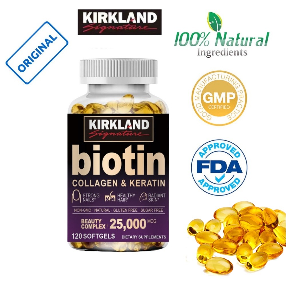 KIRKLAND Biotin Capsules 25,000 mcg Promote Hair Growth, Improve Skin ...