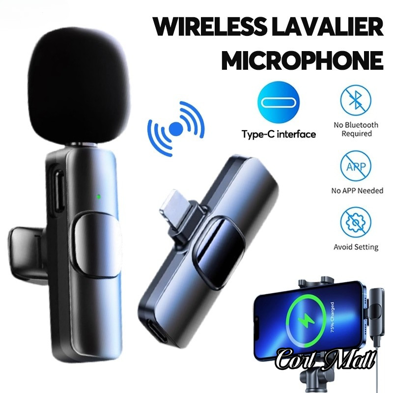 Wireless Lavalier Microphone for Phone Vlogging Cellphone Portable ...