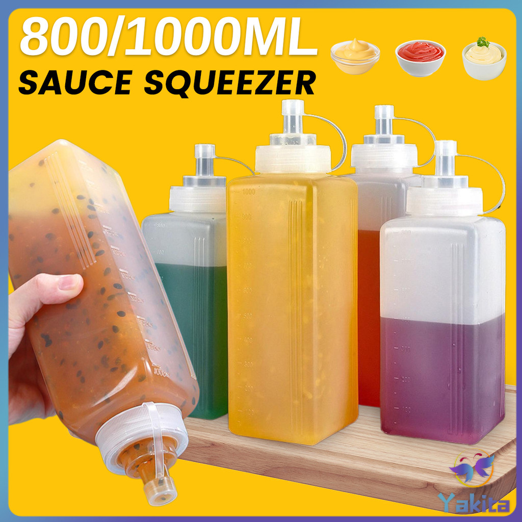 Yaki 800ml/1000ml Plastic Squeeze Condiment Bottles Ketchup Mustard Hot ...