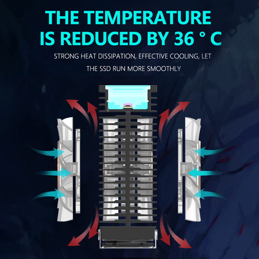 [Rifrish.ph] 5V 3Pin ARGB M.2 2280 SSD Heatsink with Dual 50MM PWM ...