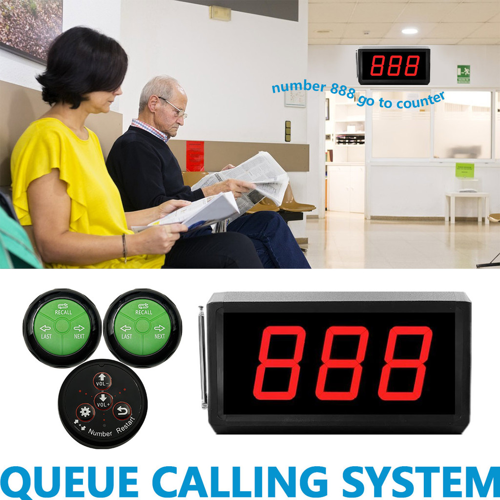 Wireless Queue Calling System with Voice Alert | 3-Digit Display with 38 Service Modes & IP65 ...