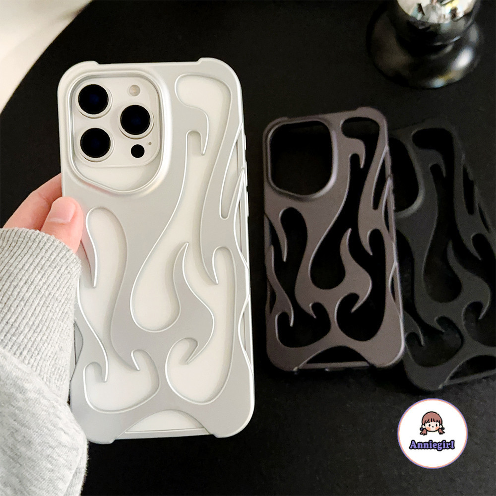 Fashion 3D Hollowed Flame Matte Phone Case for IPhone 11 16 15 Pro Max 16plus 14 12 13 ProMax ...
