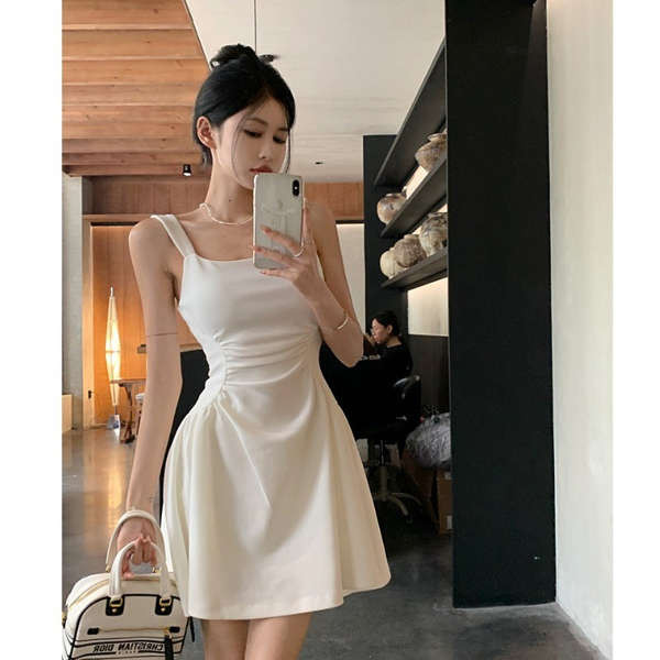 Women's evening gown js prom outfit for Ball gown 法式气质赫本风吊带连衣裙女夏季新款设计感露 ...