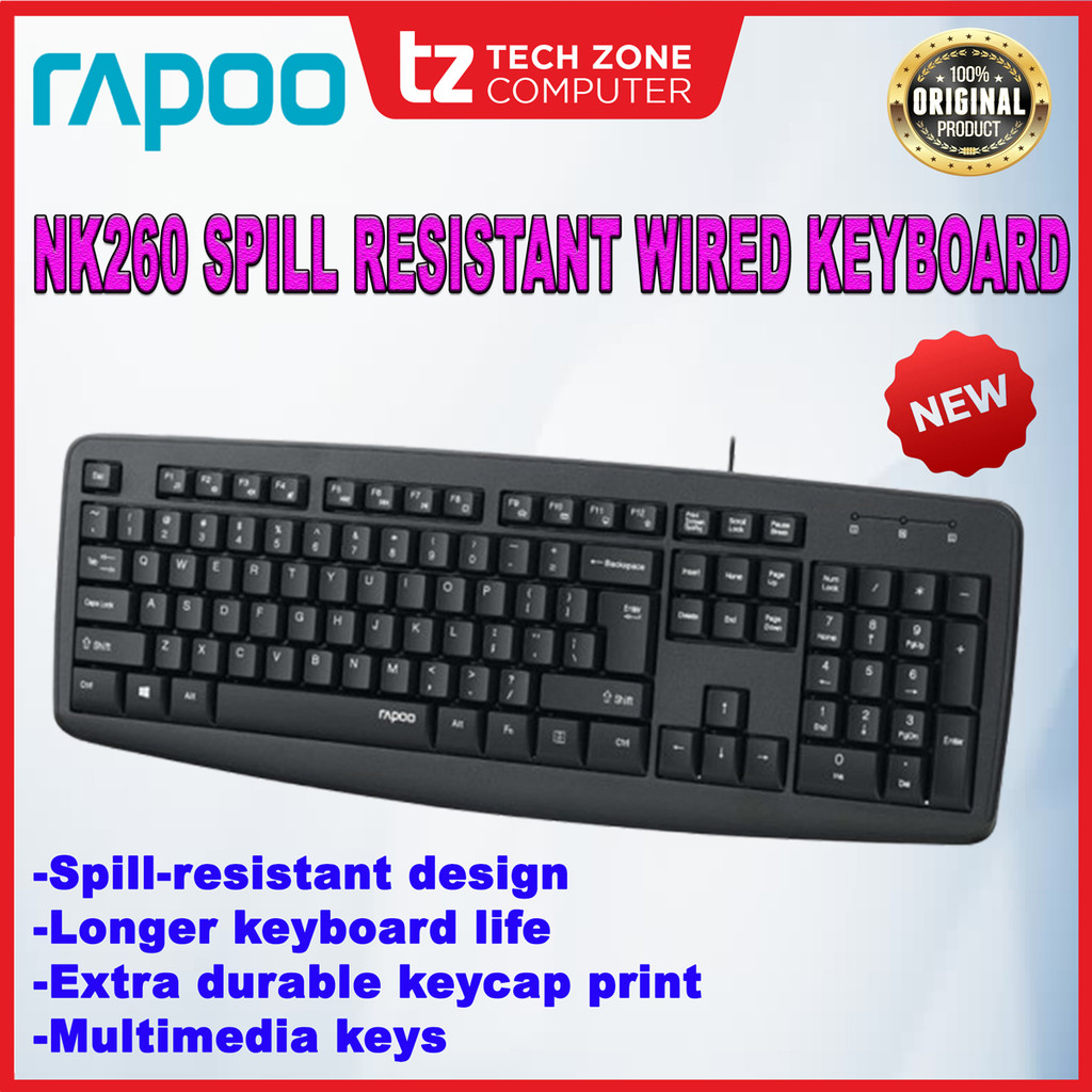 Rapoo NK2600 Spill Resistant Wired Keyboard | Shopee Philippines