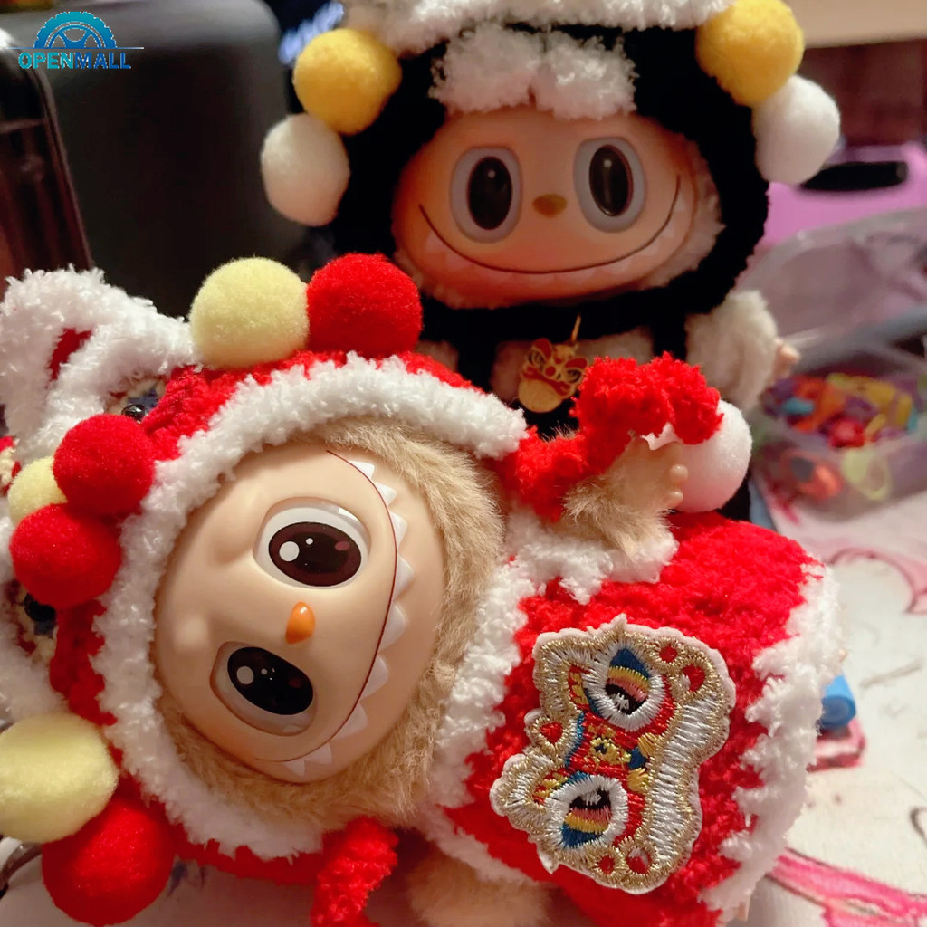 OM Labubu V1/V2 Doll Accessories Lion Dance Red Color Style New Year ...
