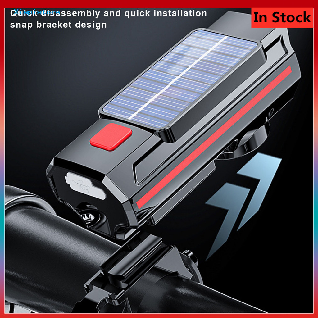 XPS Universal Bike Front Light with Horn Multi-Functional Solar-Powered ...