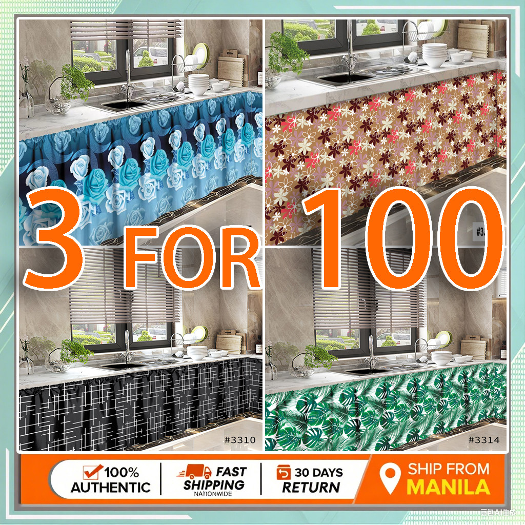 3PCS Curtain For Lababo 100x70cm Sink Kitchen Curtain Short Lababo ...