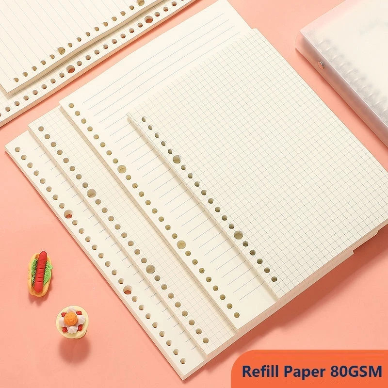 60 Sheets Refill Paper A5 B5 A4 20 26 30 Holes Loose Leaf Binder Paper for School Notebook Use ...