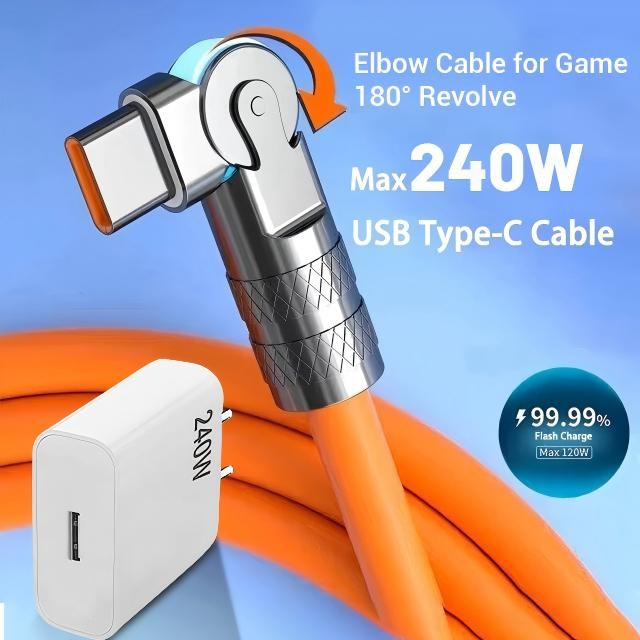 Single End Data Cable Fast Charging Type C USB IOS 240W 1M Charger Type ...