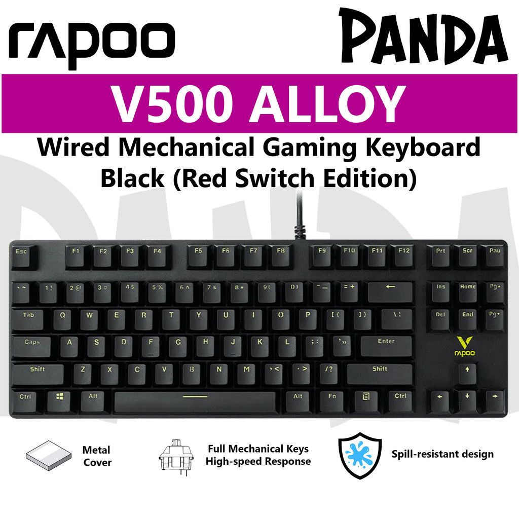Rapoo V500 ALLOY Wired Mechanical Gaming Keyboard, Black (Red Switch ...