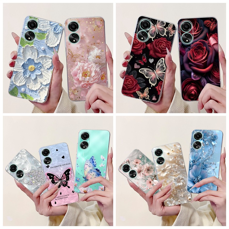 New Casing For Oppo A78 4G CPH2565 Case Fashion Flower Butterfly Soft ...